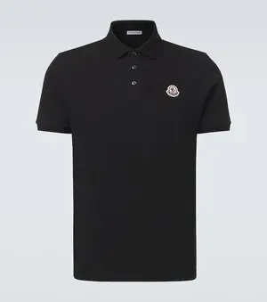 Moncler Logo Cotton Piqué Polo Shirt - Black