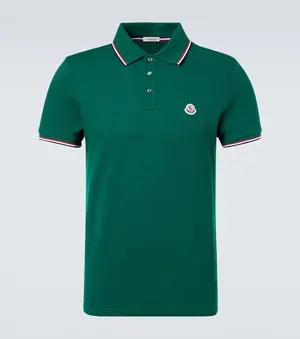 Moncler Logo Cotton Piqué Polo Shirt Green