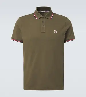 Moncler Logo Cotton Piqué Polo Shirt Green