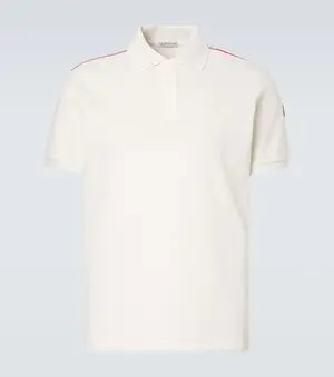 Moncler Logo Cotton Piqué Polo Shirt - White