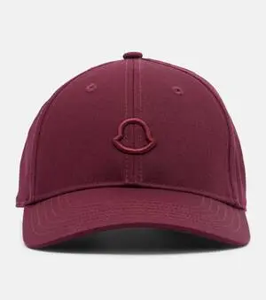 Moncler Logo Cotton Canvas Baseball Cap - Burgundy