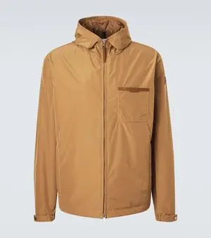 Moncler Leather-trimmed Hooded Jacket - Brown