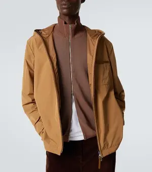 Moncler Leather-trimmed Hooded Jacket
