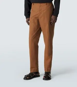 Moncler Cotton-blend Straight Pants - Brown