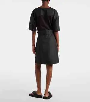 Moncler Belted Cotton-blend Jersey Minidress - Black