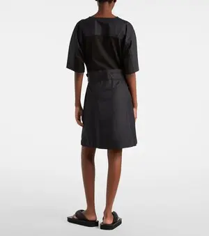 Moncler Belted Cotton-blend Jersey Minidress - Black