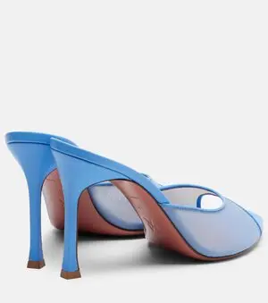 Amina Muaddi Alexa Leather-trimmed Mesh Mules - Blue