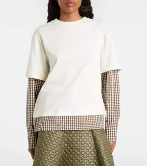 Moncler Checked Cotton Jersey T-shirt - White