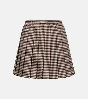 Moncler Gingham Pleated Mini Skirt - Brown