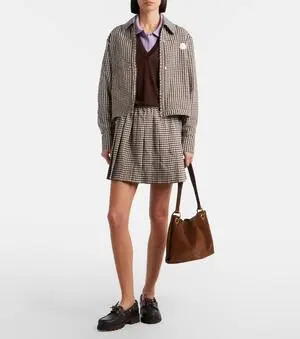 Moncler Gingham Pleated Mini Skirt - Brown