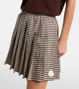 Moncler Gingham Pleated Mini Skirt - Brown