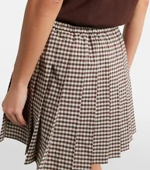 Moncler Gingham Pleated Mini Skirt - Brown