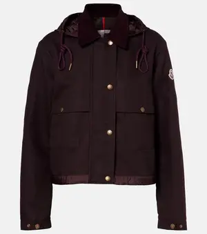 Moncler Aconitum Cotton And Linen-blend Jacket - Burgundy