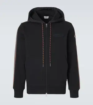Moncler Cotton Zip-up Hoodie - Black