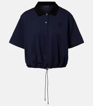 Moncler Cotton Piqué Polo Shirt With Drawstring Waist - Blue