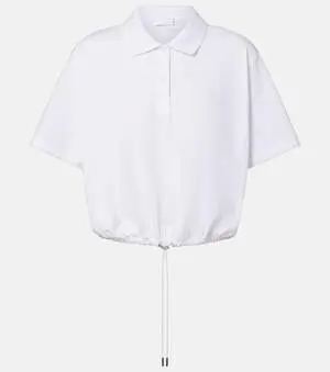 Moncler Cotton Piqué Polo Shirt With Drawstring Waist - White