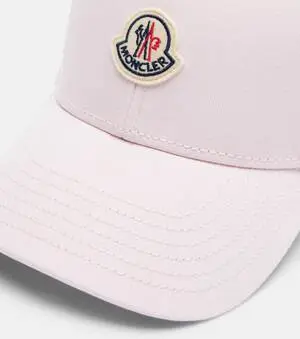 Moncler Logo Cotton Gabardine Baseball Cap - Pink