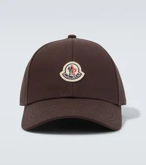 Moncler Logo Cotton Gabardine Baseball Cap - Brown