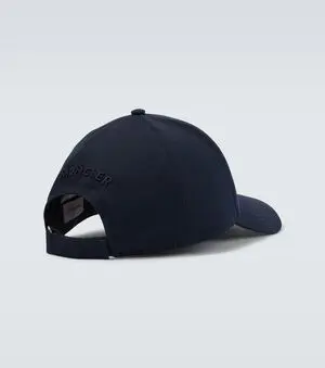 Moncler Logo Cotton Gabardine Baseball Cap - Blue