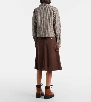 Moncler Belted Denim Midi Skirt - Brown
