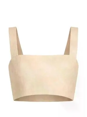 Elie Saab Printed Linen Crop Top