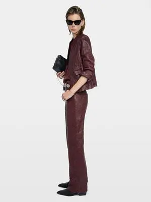 Zadig&Voltaire Evy Leather Flared Pants - Burgundy