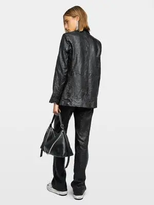 Zadig&Voltaire Valse Crinkled Leather Blazer - Black