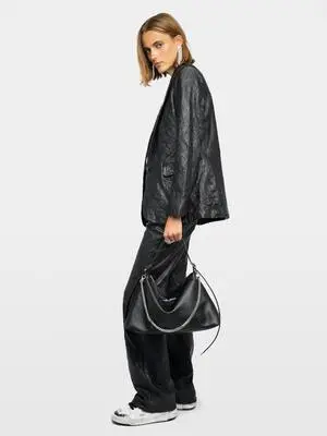 Zadig&Voltaire Valse Crinkled Leather Blazer - Black