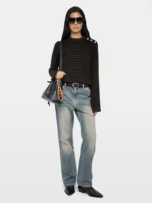 Zadig&Voltaire Striped Wool And Cashmere Sweater - Dark Chocolate
