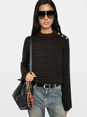 Zadig&Voltaire Striped Wool And Cashmere Sweater - Dark Chocolate