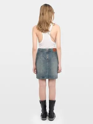 Zadig&Voltaire Julipe Denim Wrap Mini Skirt - Medium Blue