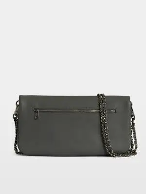 Zadig&Voltaire Grained Leather Clutch - Road Silver