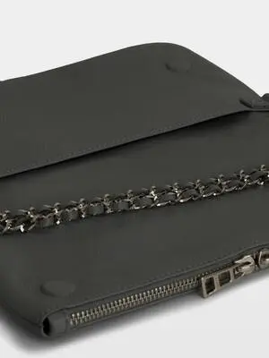 Zadig&Voltaire Grained Leather Clutch - Road Silver