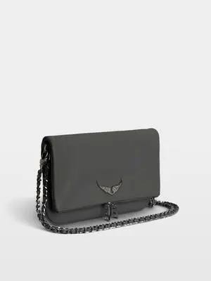 Zadig&Voltaire Grained Leather Clutch With Chain Strap - Road Silver