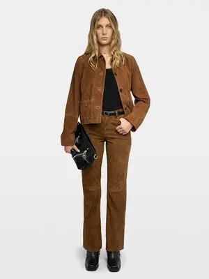 Zadig&Voltaire Suede Bootcut Pants - Cognac