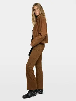 Zadig&Voltaire Suede Bootcut Pants - Cognac