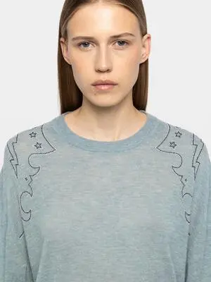 Zadig&Voltaire Swapy Cashmere Sweater With Rhinestone Embellishments - Frozen