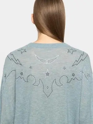 Zadig&Voltaire Swapy Cashmere Sweater With Rhinestone Embellishments - Frozen
