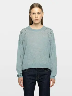Zadig&Voltaire Swapy Cashmere Sweater With Rhinestone Embellishments - Frozen