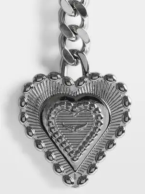 Zadig&Voltaire Keyring With Heart Medal And Signature Wings - Shiny Silver
