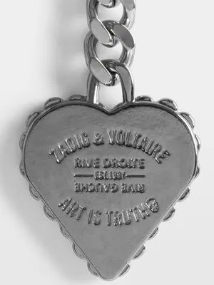Zadig&Voltaire Keyring With Heart Medal And Signature Wings - Shiny Silver