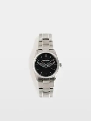 Zadig&Voltaire Stainless Steel Watch With Wing Motif - Black
