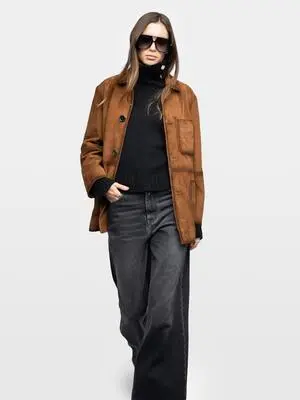 Zadig&Voltaire Venezia Suede Leather Jacket - Cognac