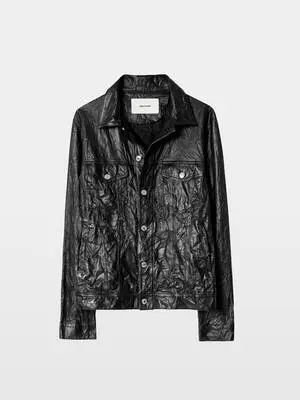 Zadig&Voltaire Base Crinkled Leather Jacket - Black