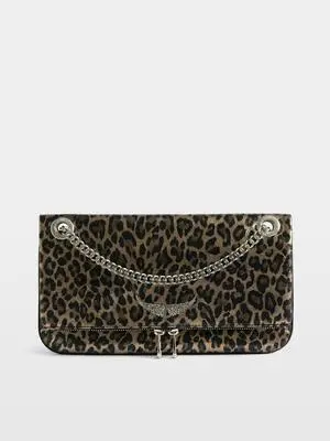 Zadig&Voltaire Rock Ii Metal Leopard Clutch - Silver