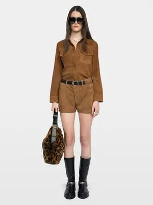 Zadig&Voltaire Thelma Suede Leather Shirt - Daim