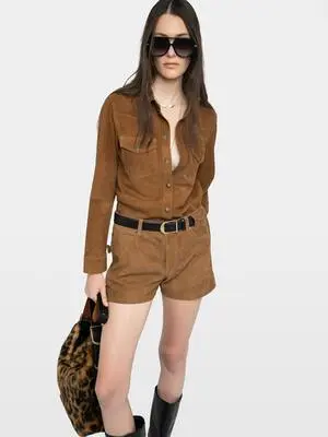 Zadig&Voltaire Thelma Suede Leather Shirt - Daim