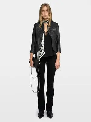 Zadig&Voltaire Verys Crinkled Leather Blazer - Black