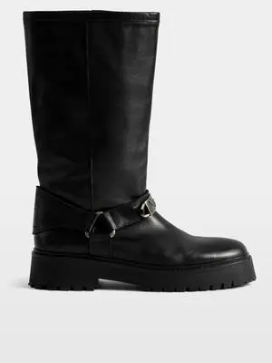 Zadig&Voltaire Angie Leather Biker Boots - Black