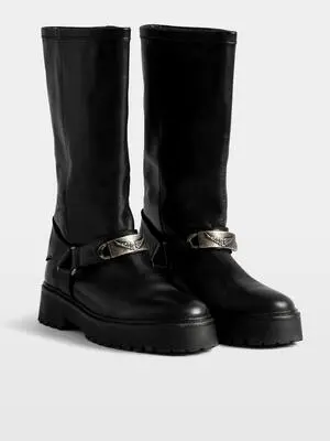 Zadig&Voltaire Angie Leather Biker Boots - Black